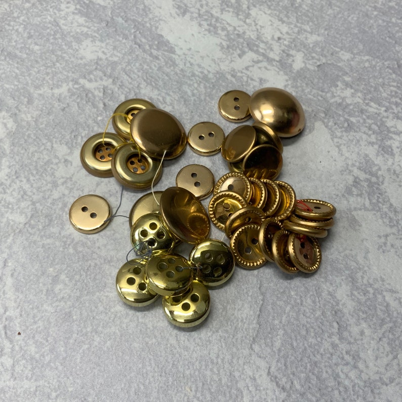 Satin and Gold Colored Metal and Plastic Buttons - Etsy