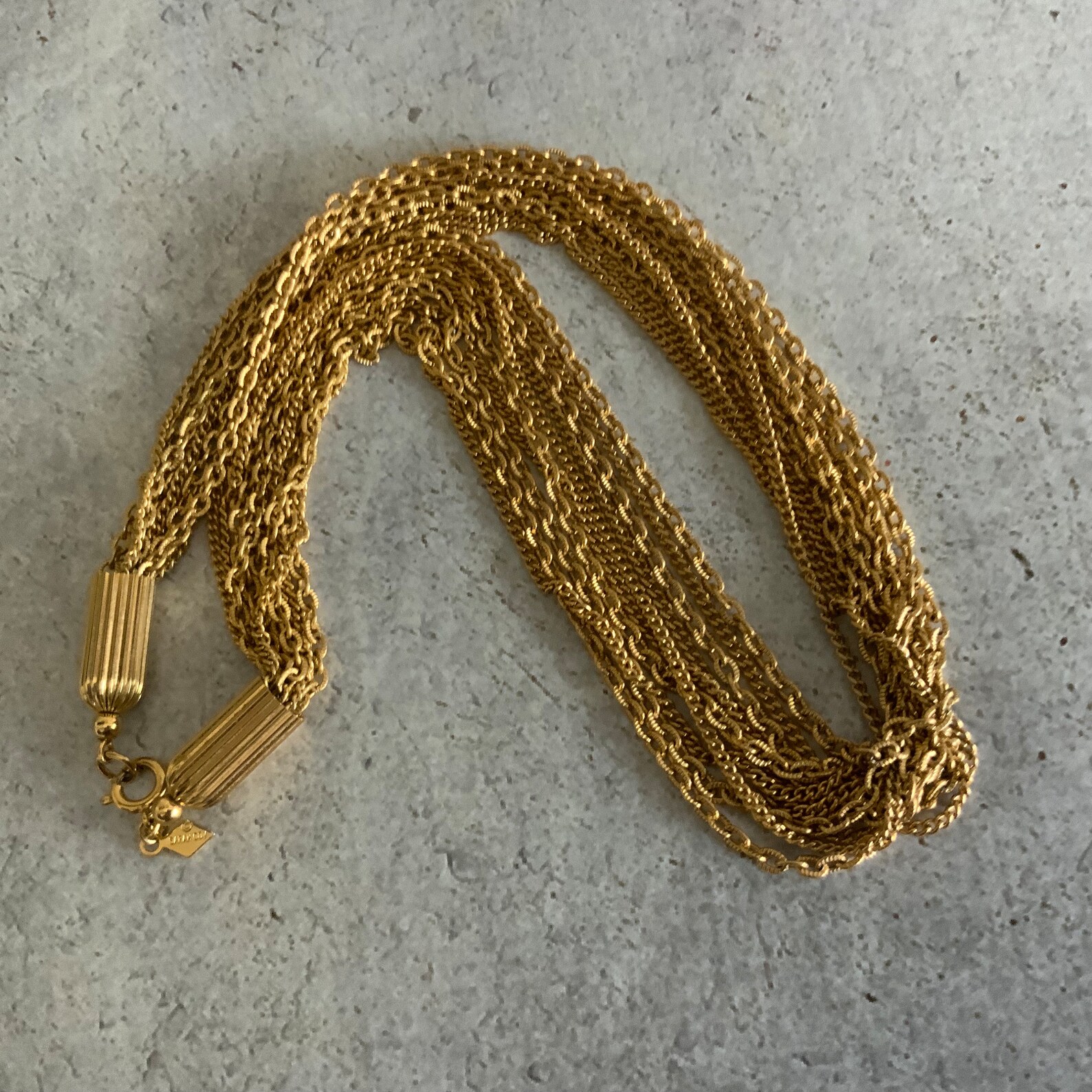 Signed Sarah Coventry Gold Tone Textured Layered Multi Strand Chain ...