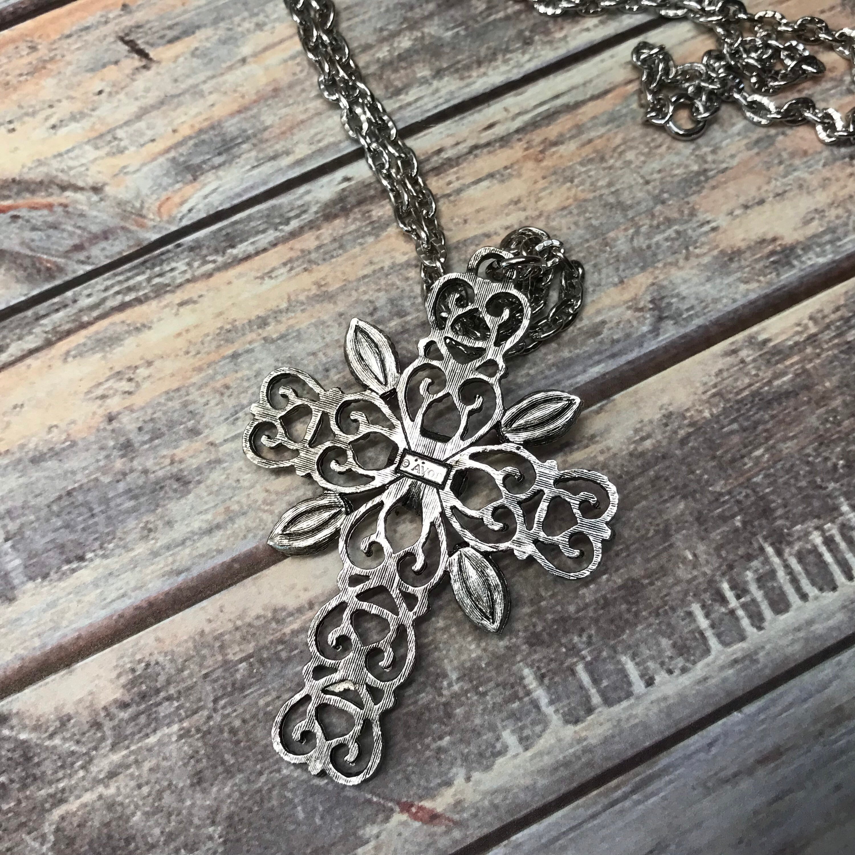 Vintage avon cross necklace large religious cross pendant - Etsy.de