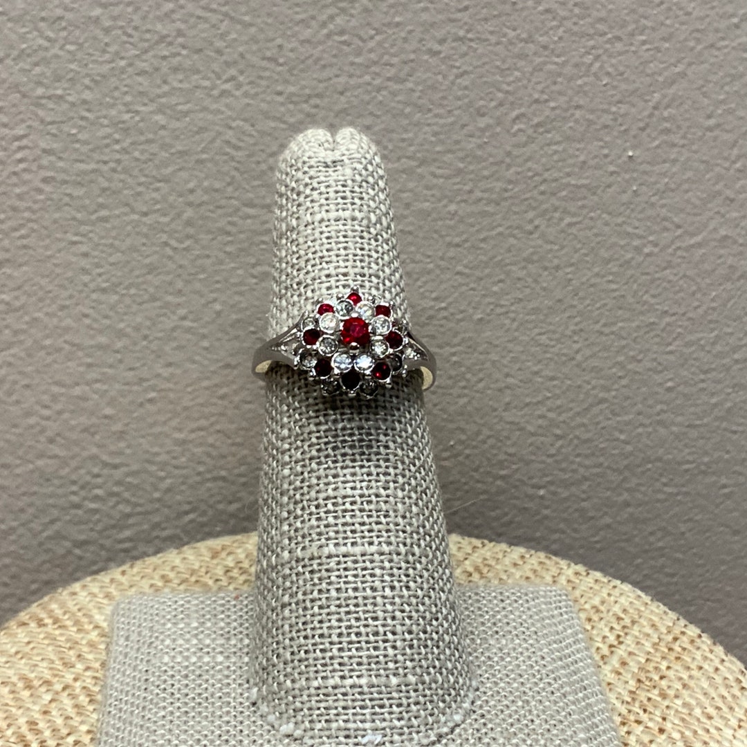 Red Rhinestone Star Ring Silver Tone Gold Electro Plated Size 6 - Etsy