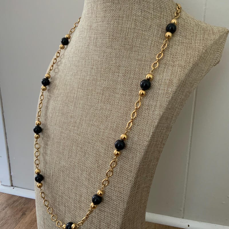 Monet Black Bead Necklace - Etsy