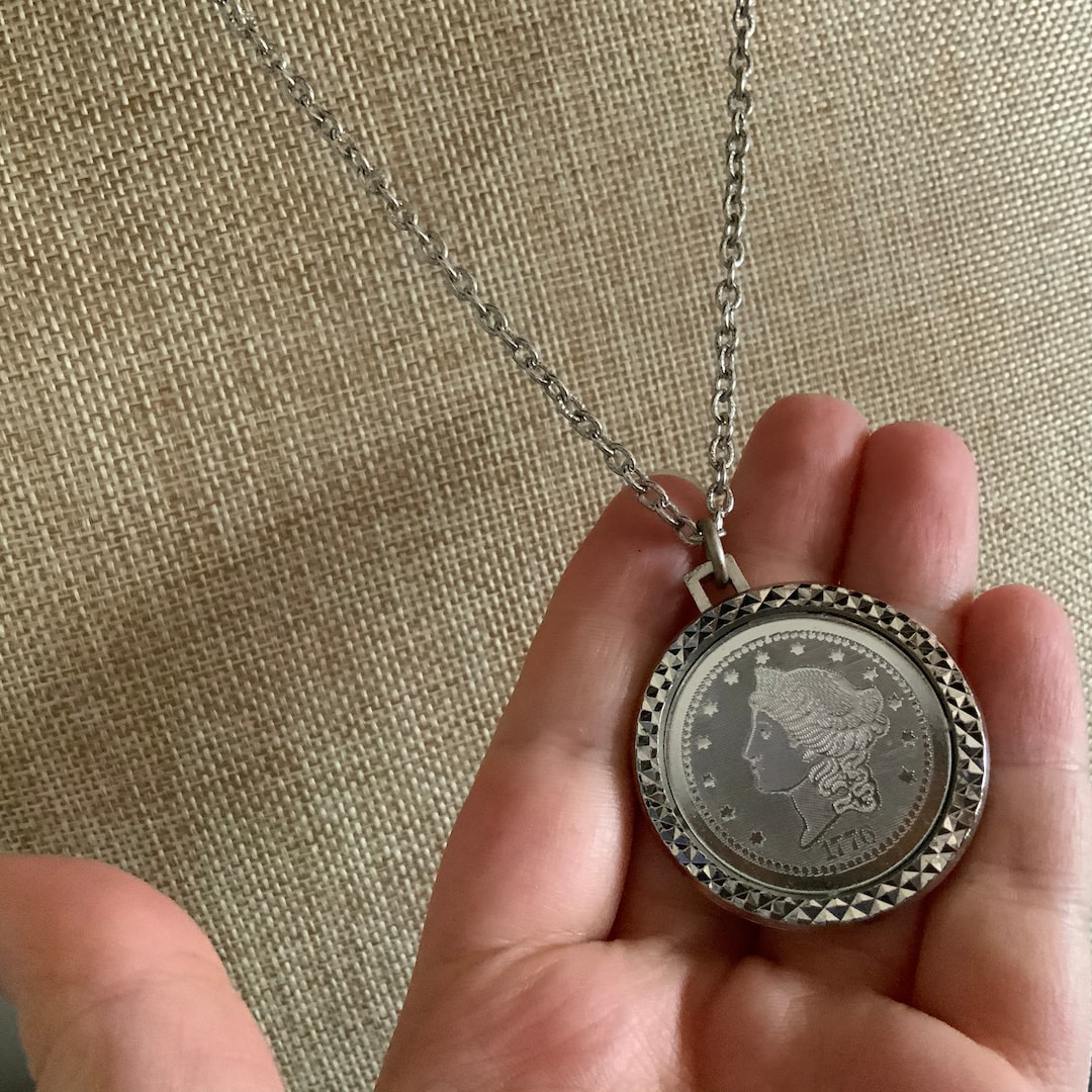Vintage 1776 Twenty D Lady Liberty Silver Tone Necklace - Etsy