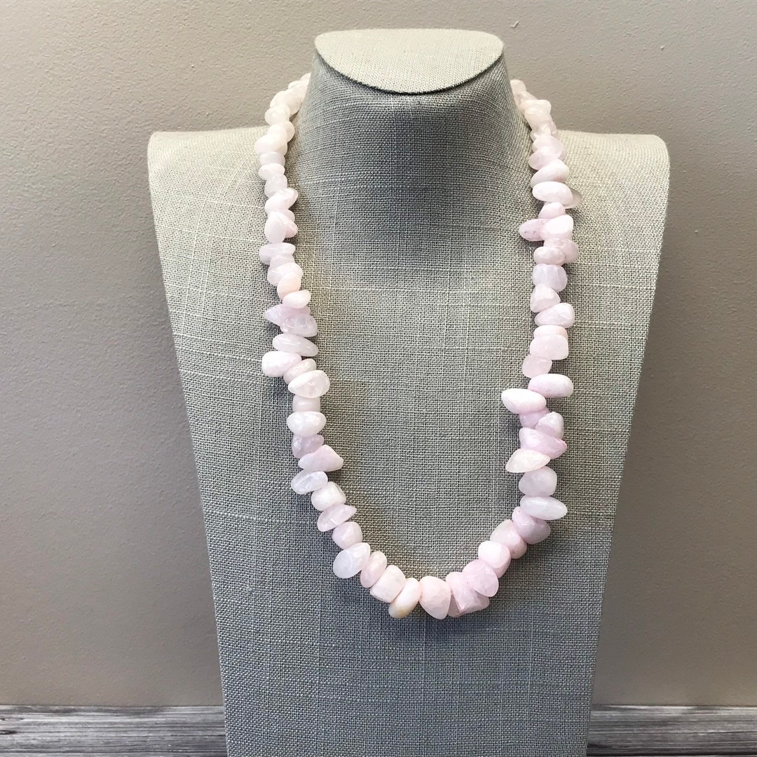 Pale Pink Stone Beaded Necklace Dyed Pink Quartz - Etsy