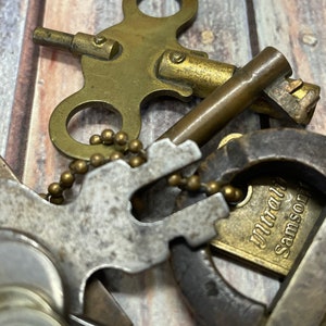 Assorted Vintage Keys Locks and Clock Key on a Ring for Crafts Rustic ...