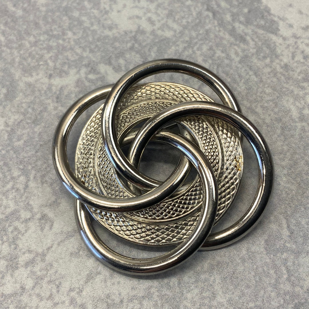 Swirling Interlocking Loop Joint Brooch in Silver Tone Metal - Etsy