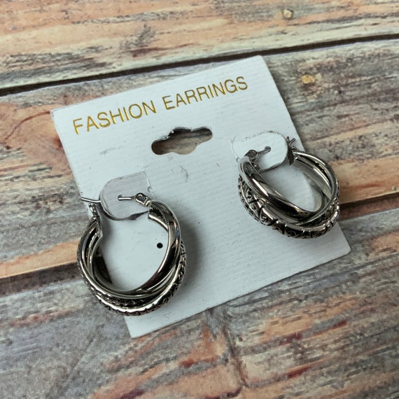 Pierced Question Mark Embossed Hoop Earrings in Silver Tone - Etsy