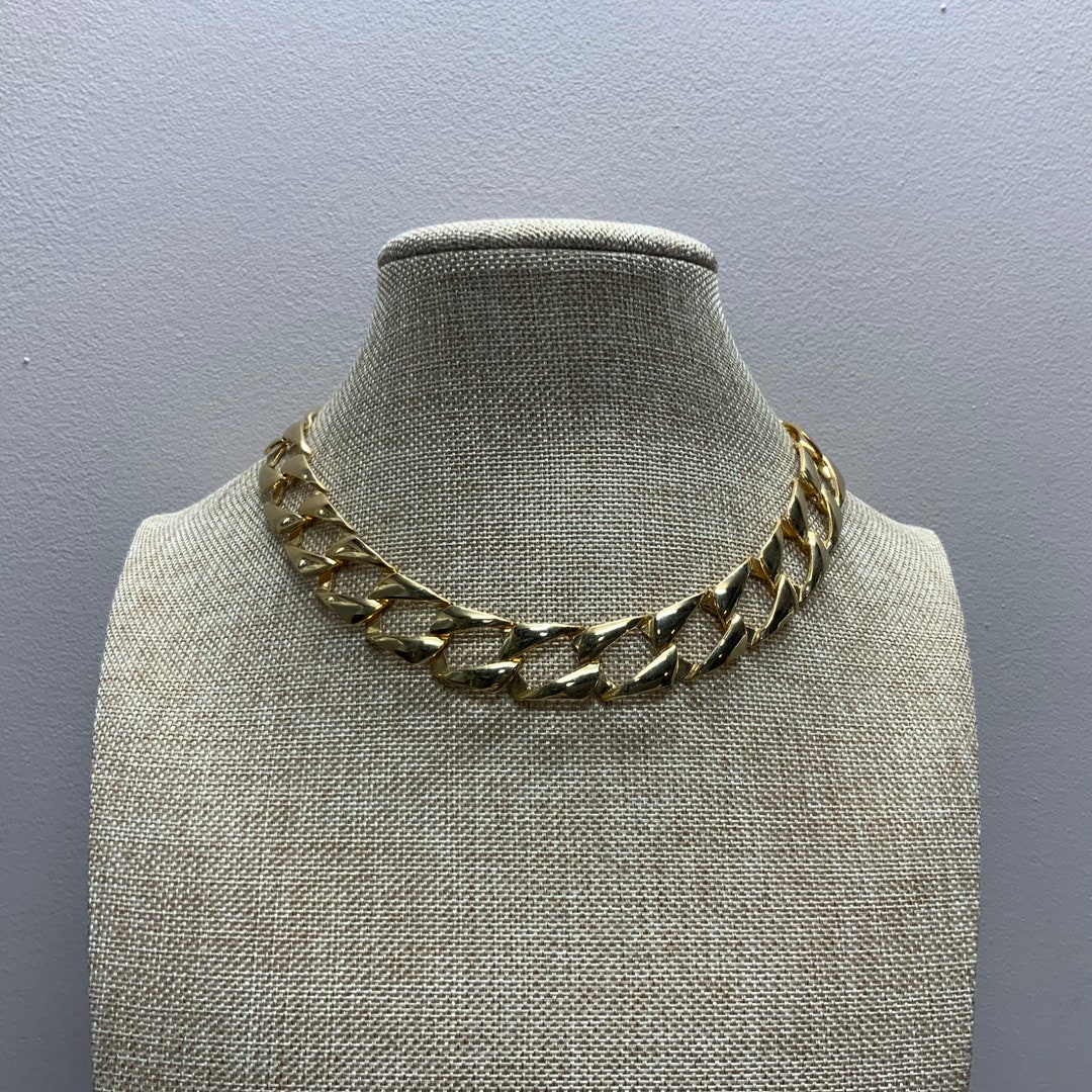 Vintage Gold Tone Square Link Chain Necklace - Etsy