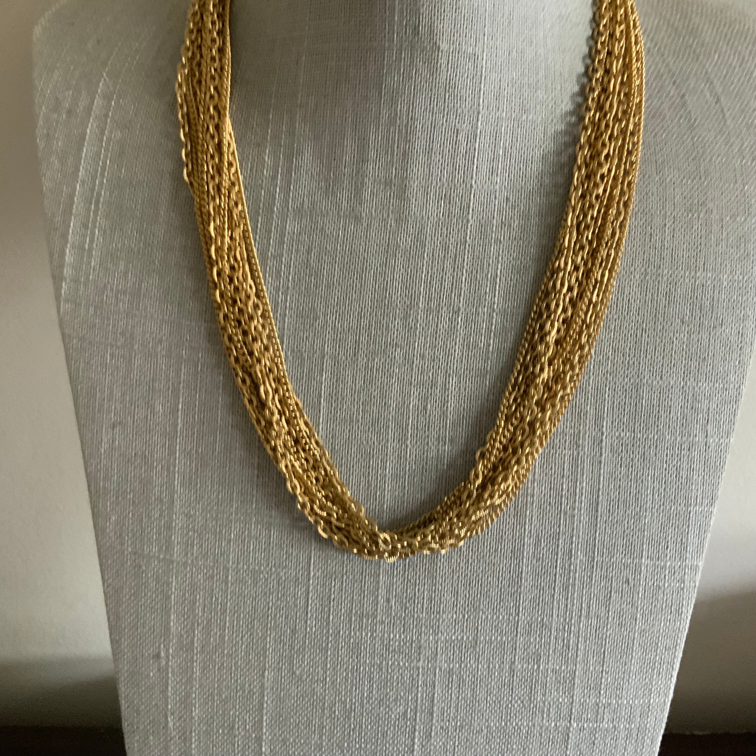Signed Sarah Coventry Gold Tone Textured Layered Multi Strand Chain ...