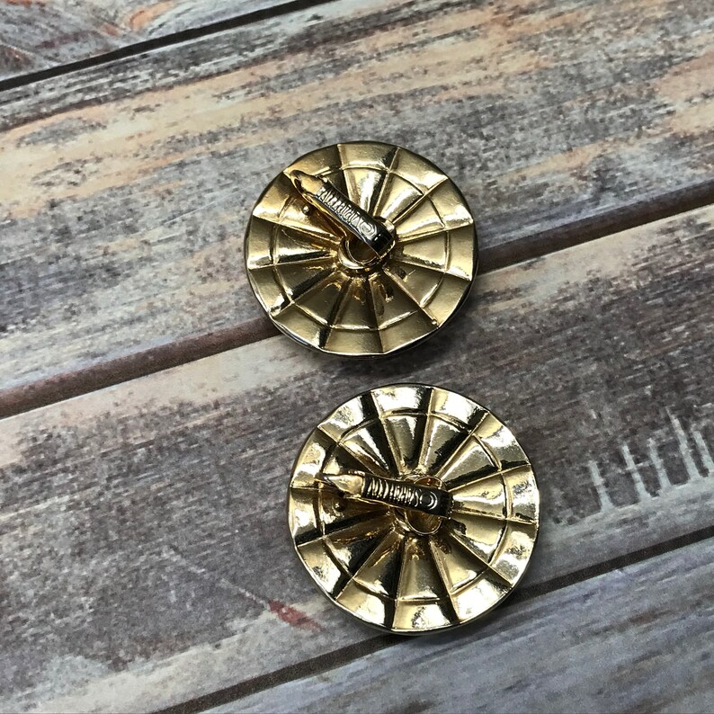 White and Gold Sarah Coventry Button Clip on Earrings With - Etsy