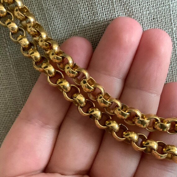 Chunky Monet rolo chain necklace in gold tone metal - Gem