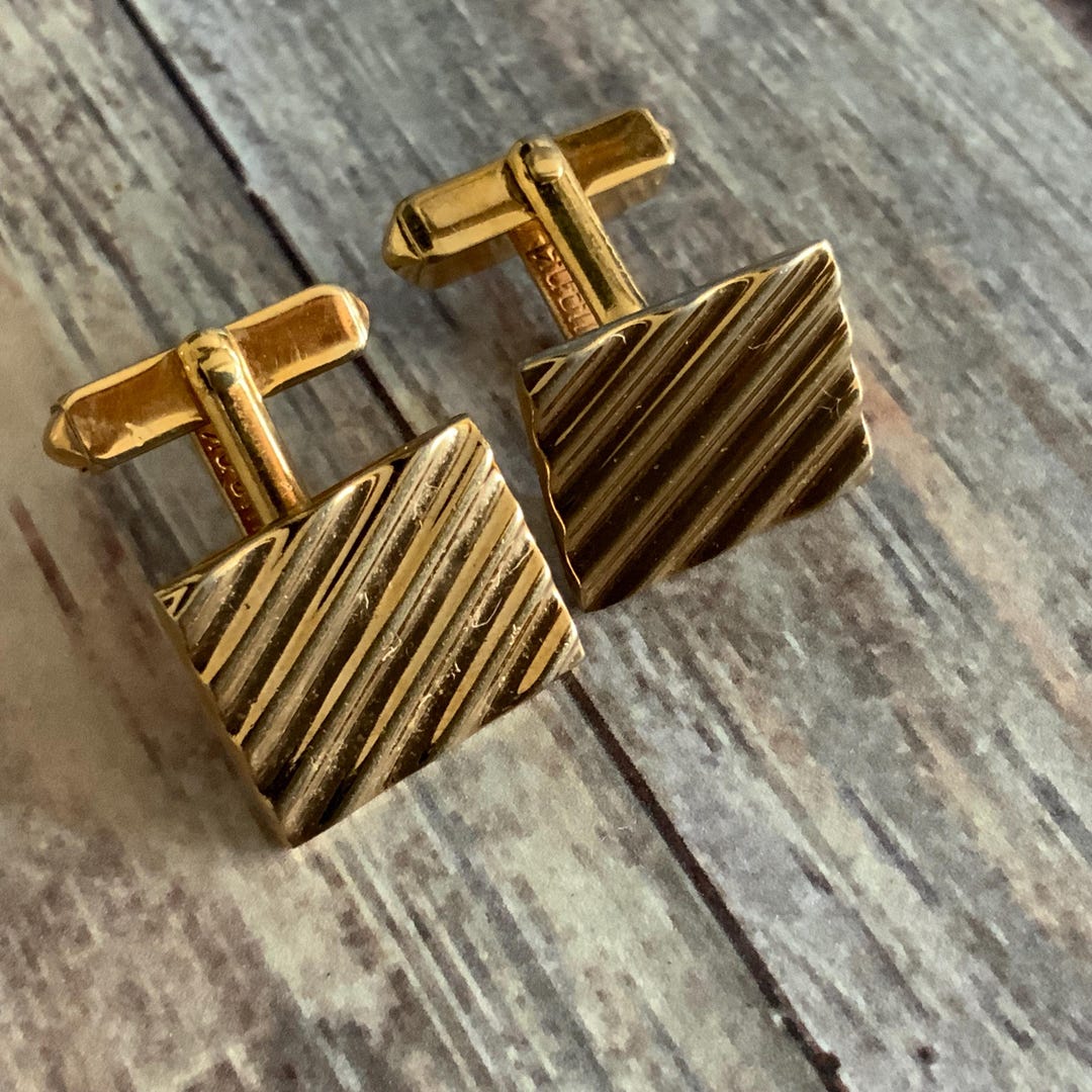 Vintage Swank Ribbed Rectangular Gold Plated Mens Cuff Links - Etsy