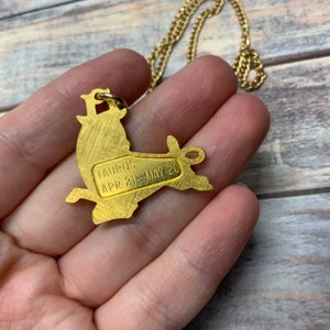 Mixed Metal Taurus Pendant Necklace on Gold Tone Chain - Etsy