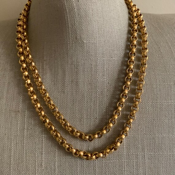 Chunky Monet rolo chain necklace in gold tone metal - Gem