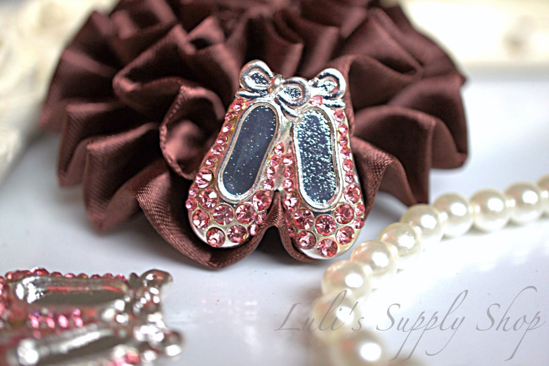 Pink Ballet Shoe Rhinestone Buttons - Rhinestone Embellishments ...