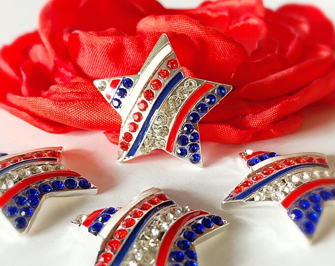 5 Patriotic Stars Flat Back Button Embellishment - Hair Bow Centers ...