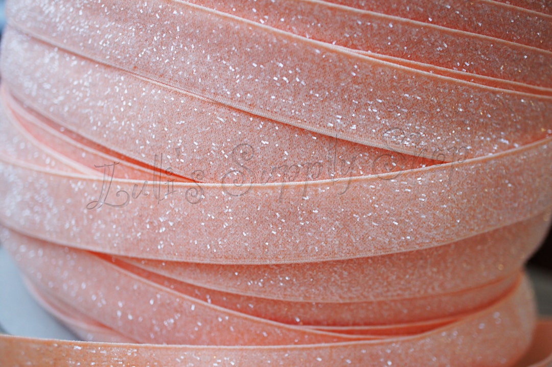 5/8" Peach Glitter Elastic - Elastic by the Yard - Glitter Elastic ...