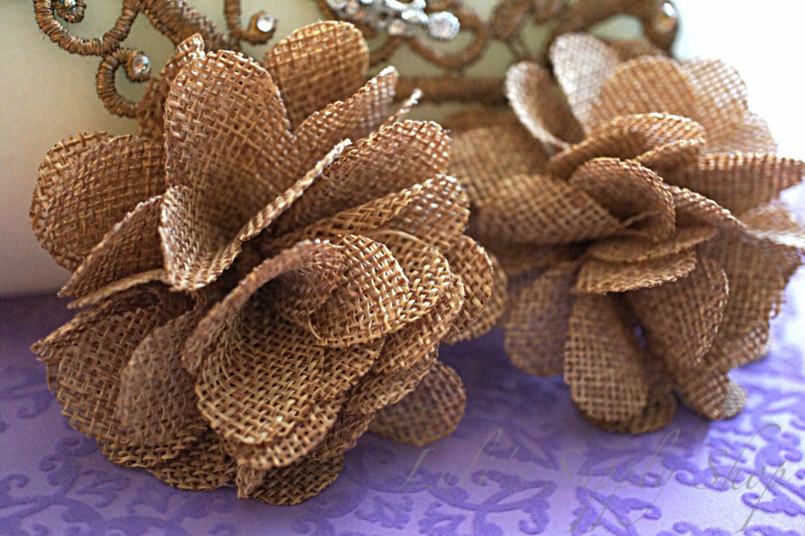 Set of 2 Burlap Flowers Tan Burlap Flower 3 Tan - Etsy