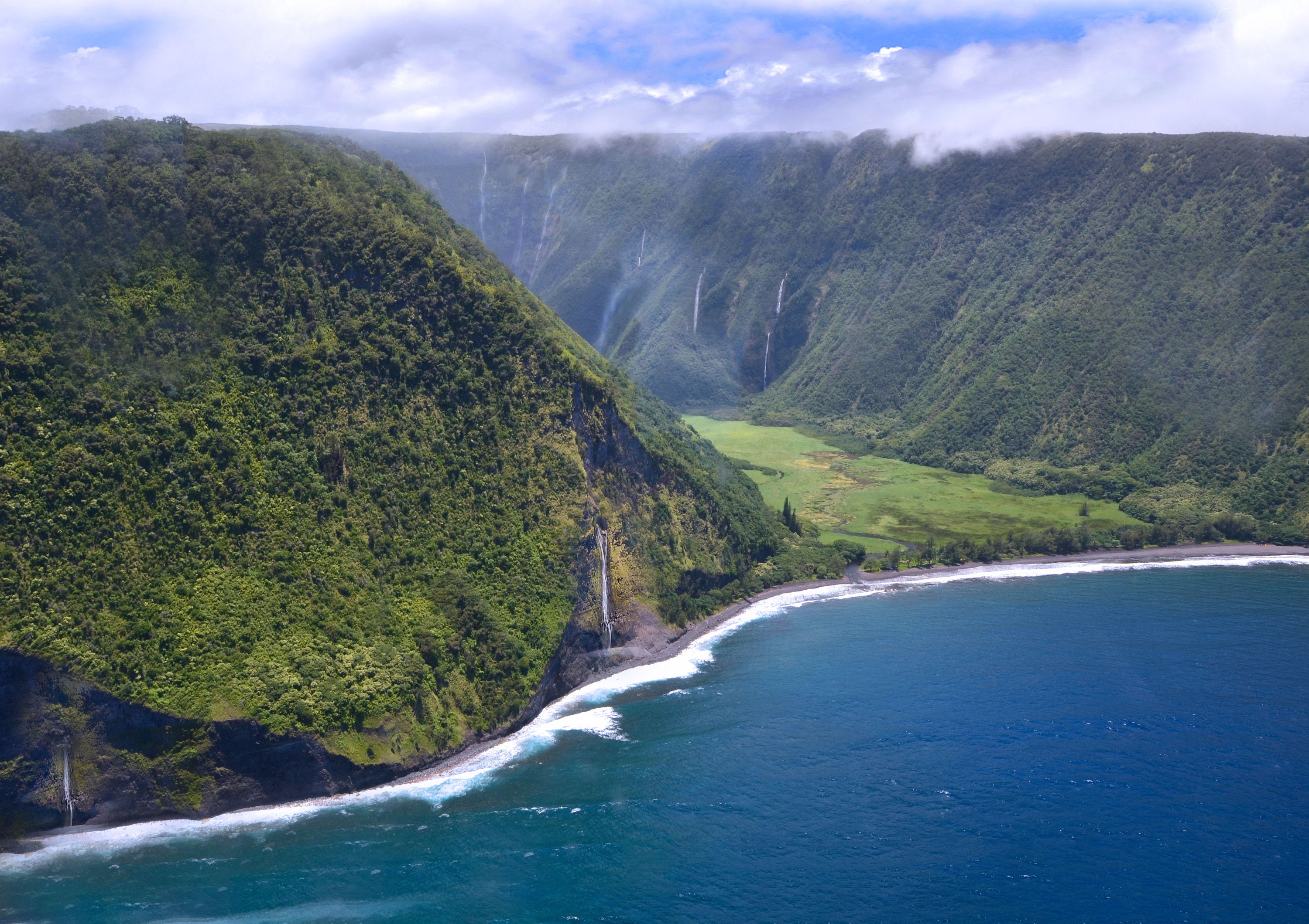 Waipio Valley Hawaii Aerial Photo: Lush Waterfall Landscape (digital ...