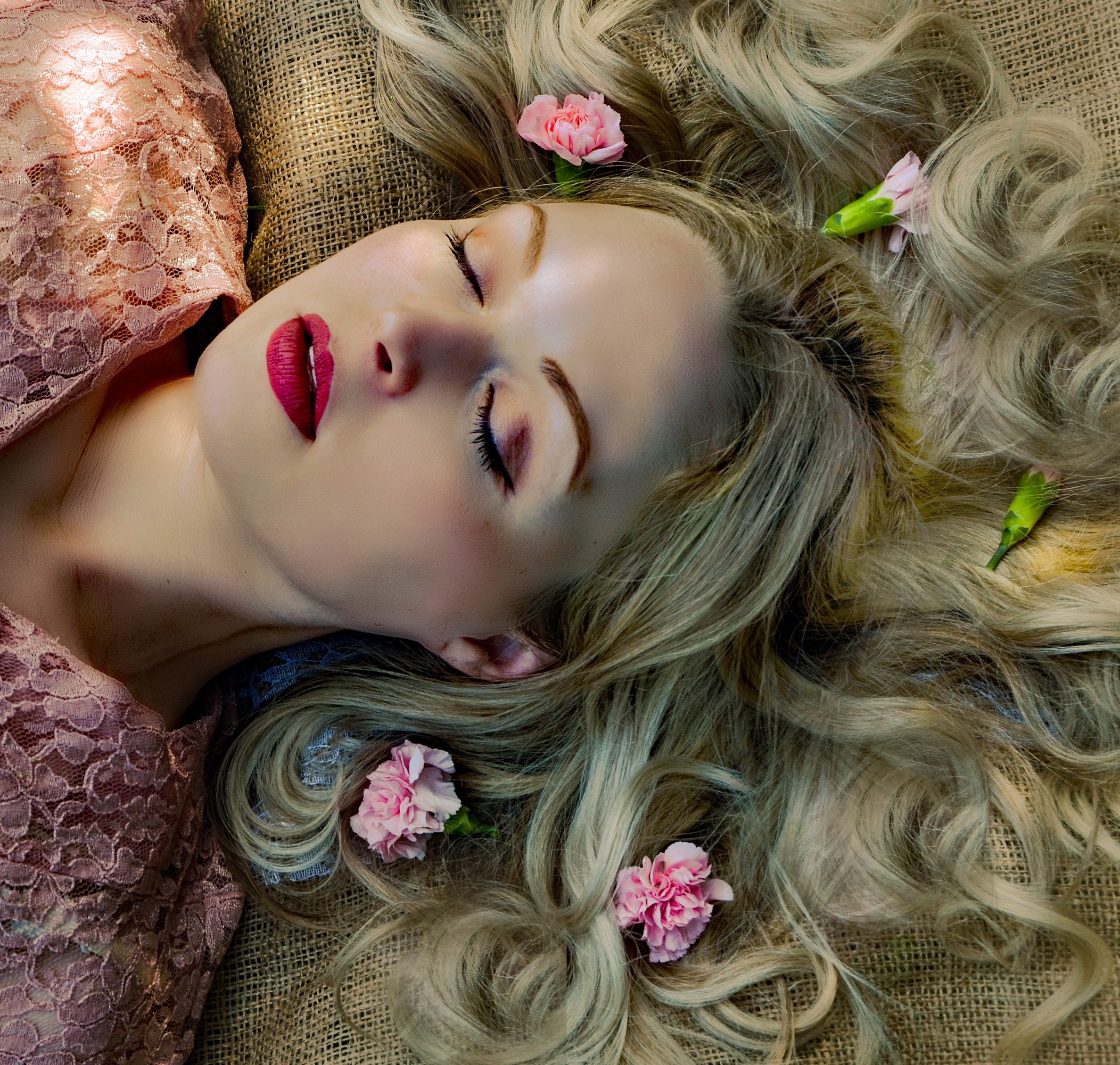 Sleeping Beauty Photo Print, Beautiful Girl Napping W Flowers in Her ...
