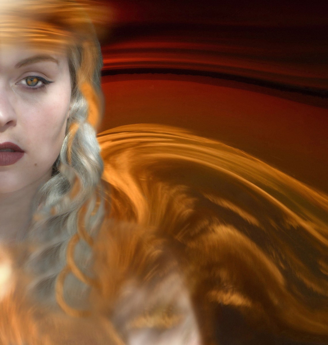 Beautiful Female Angel Face, Golden Winged Angel Photo Art Print ...