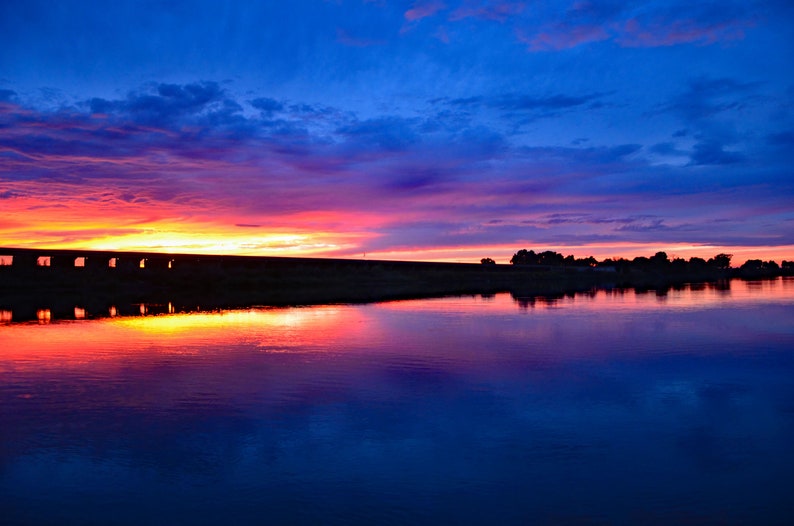 Vibrant River Reflection Sunset Art, Gallery Quality Photo Art Print ...
