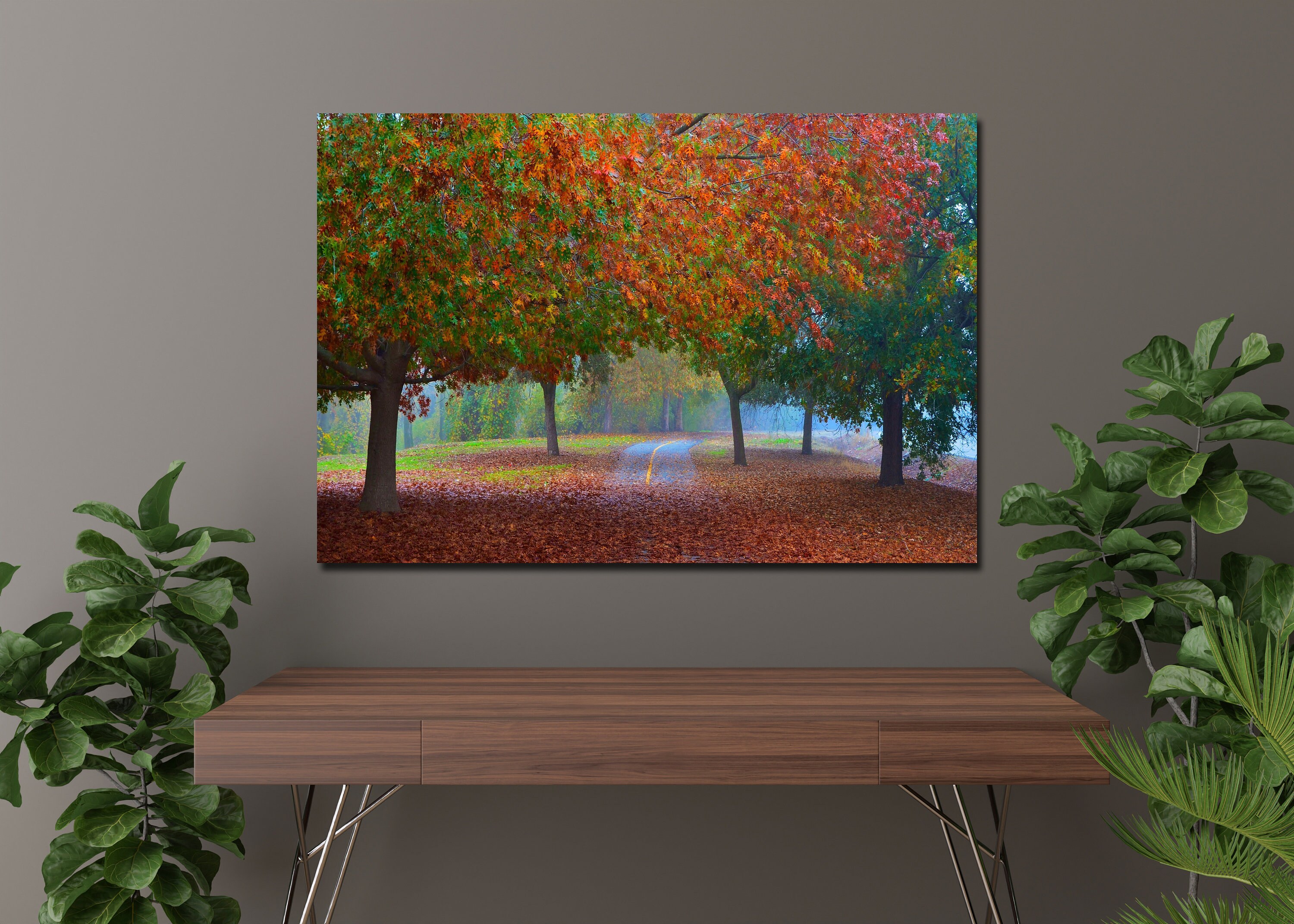 Fall Foliage Trees Wall Decor, Large Wall Art, Fall Leaves Trees, Red ...