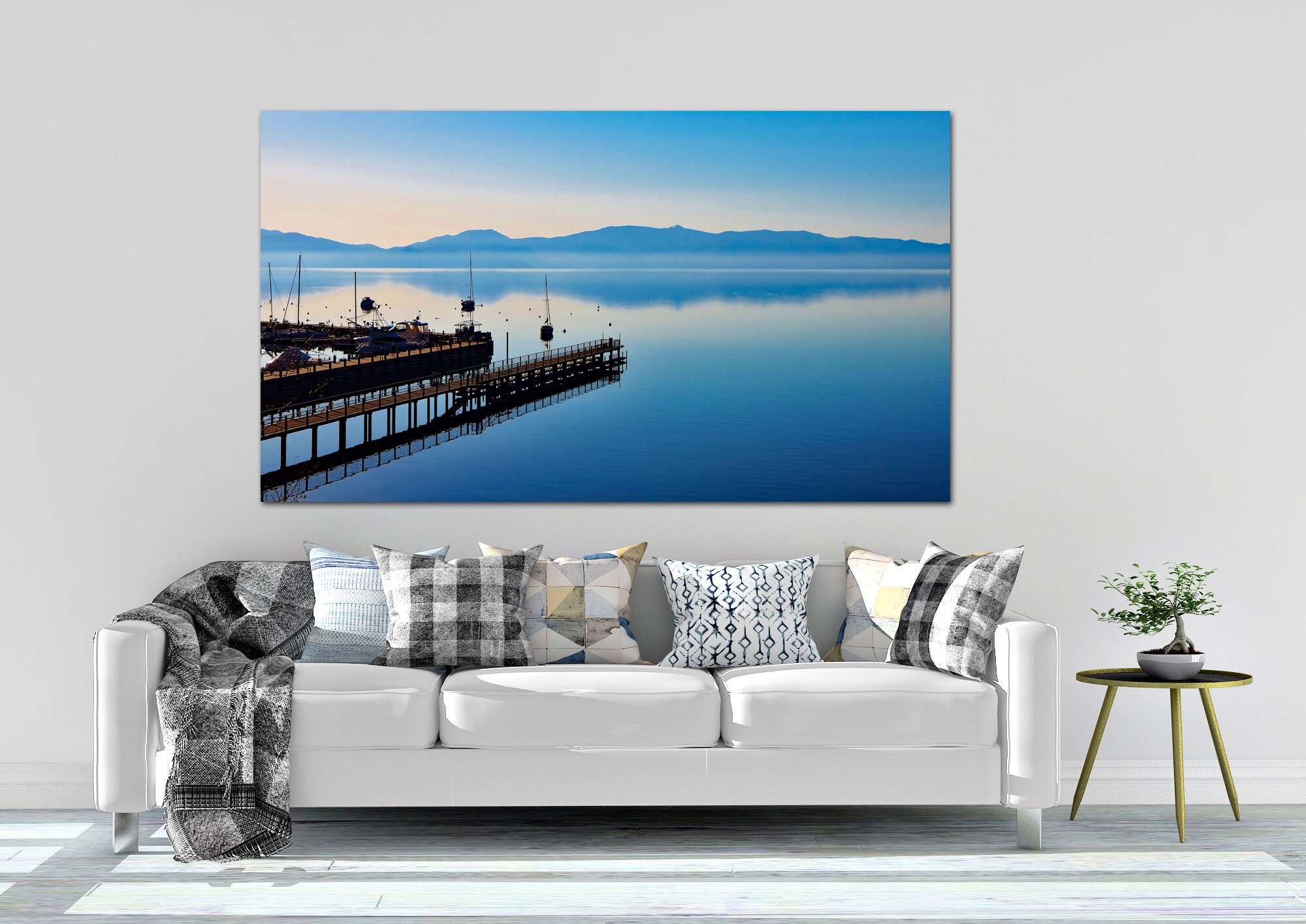 Lake Tahoe in the Morning Mist, Tahoe City Marina, Still Blue Waters of ...