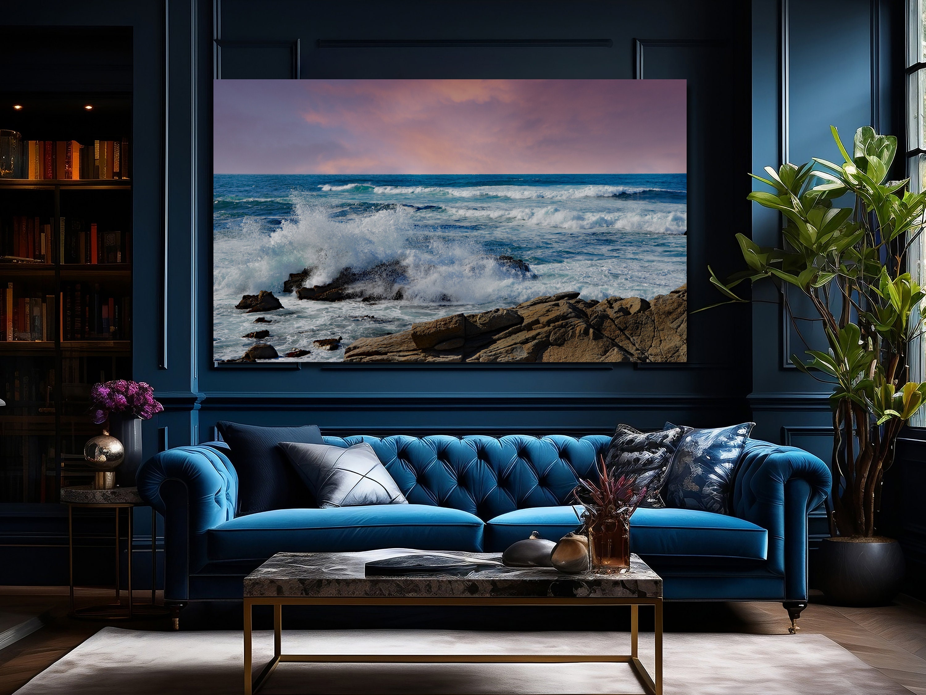 Carmel Restless Seas Beach, Dreamy Sunset on 17 Mile Dr., CA, Calming Nautical Print, Whitecap ...