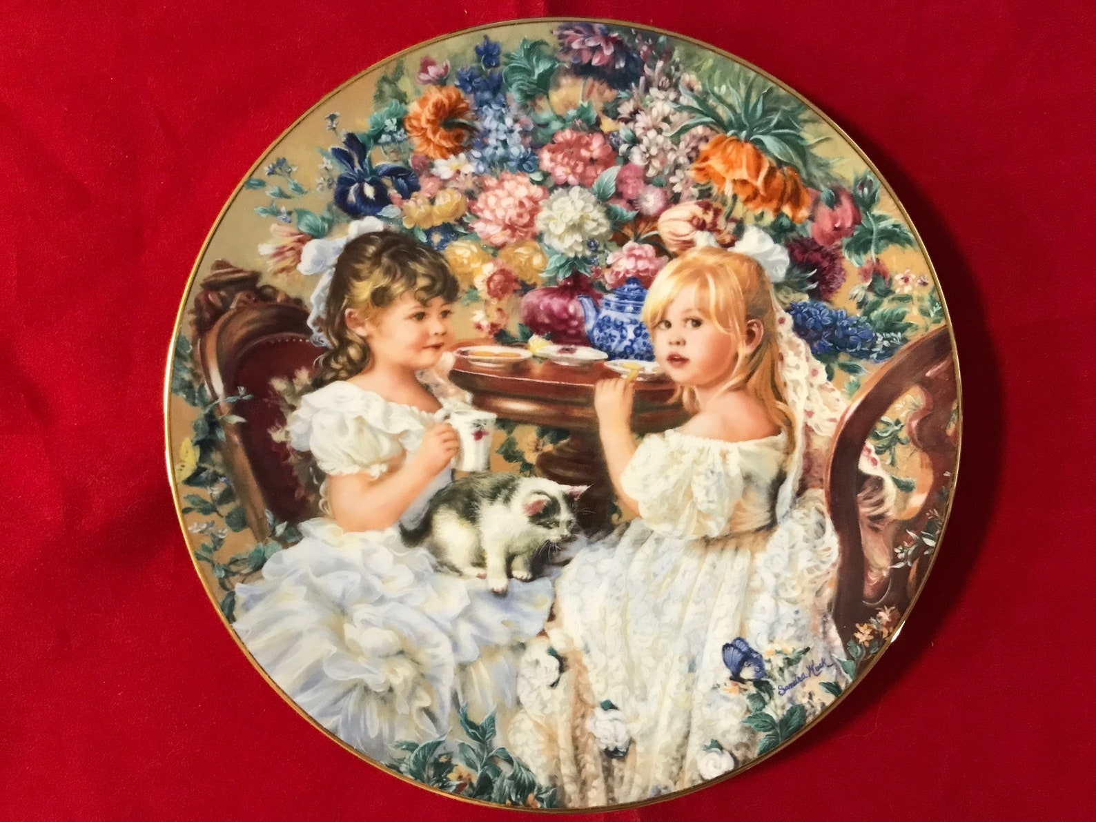 Tea Party Collectible Plate, Signed & Numbered Vintage Sandra Kuck ...
