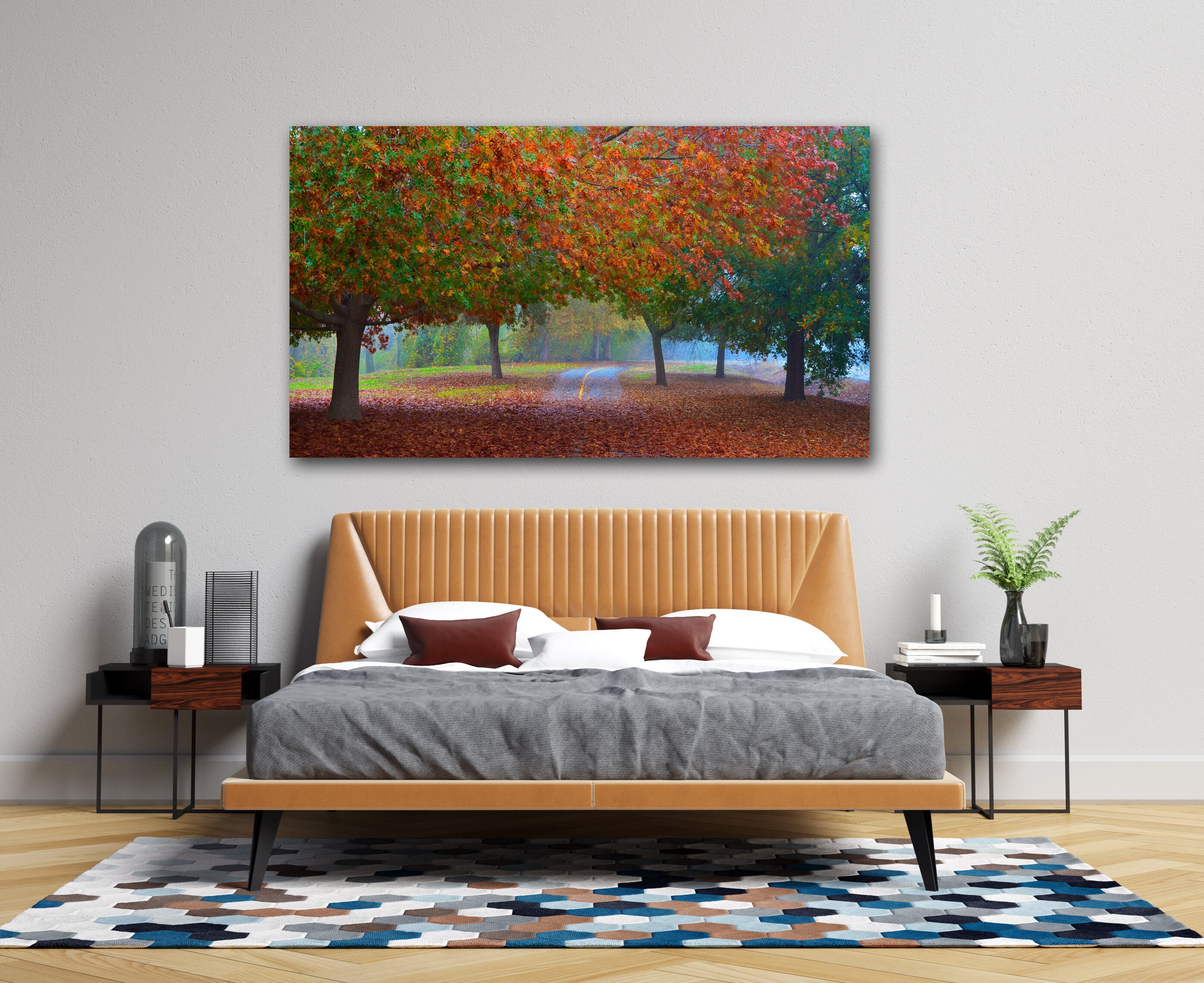 Fall Foliage Trees Wall Decor, Large Wall Art, Fall Leaves Trees, Red ...