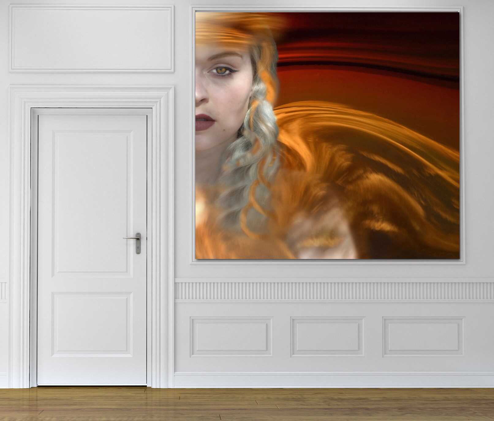 Beautiful Female Angel Face, Golden Winged Angel Photo Art Print ...