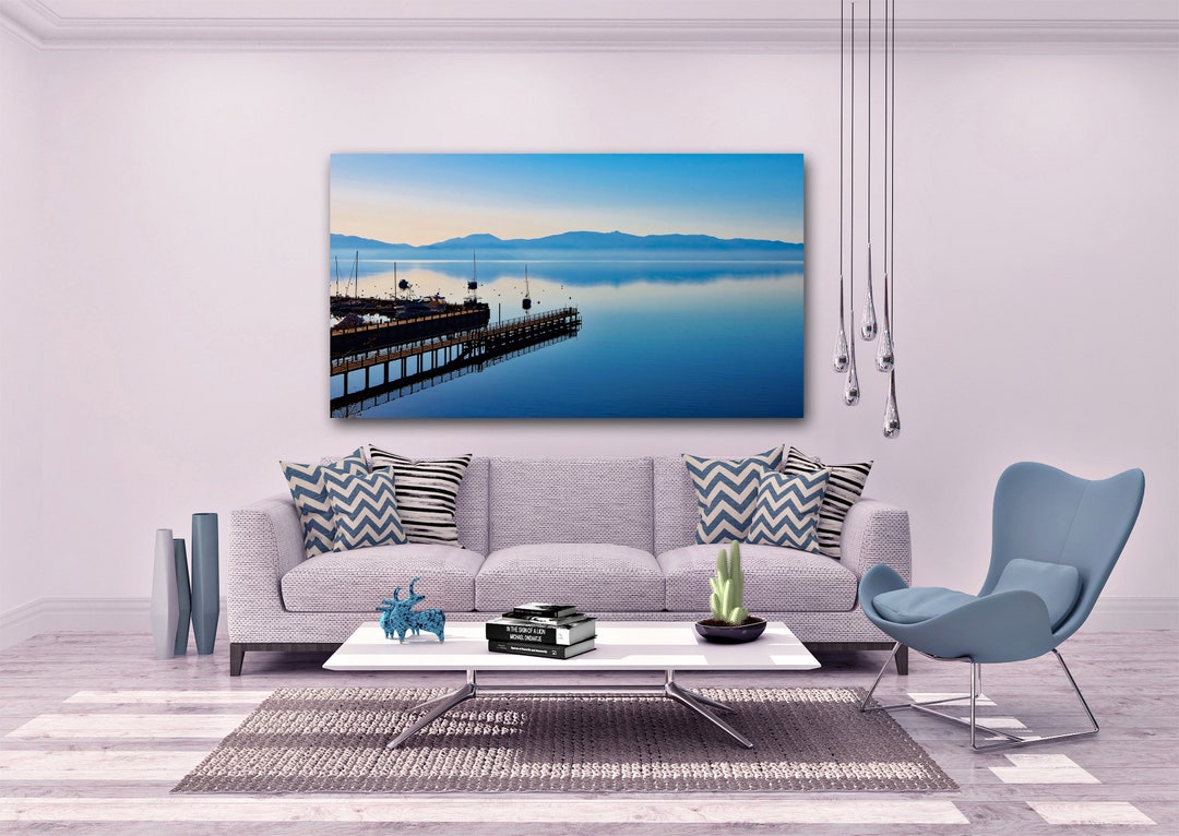 Lake Tahoe in the Morning Mist, Tahoe City Marina, Still Blue Waters of ...