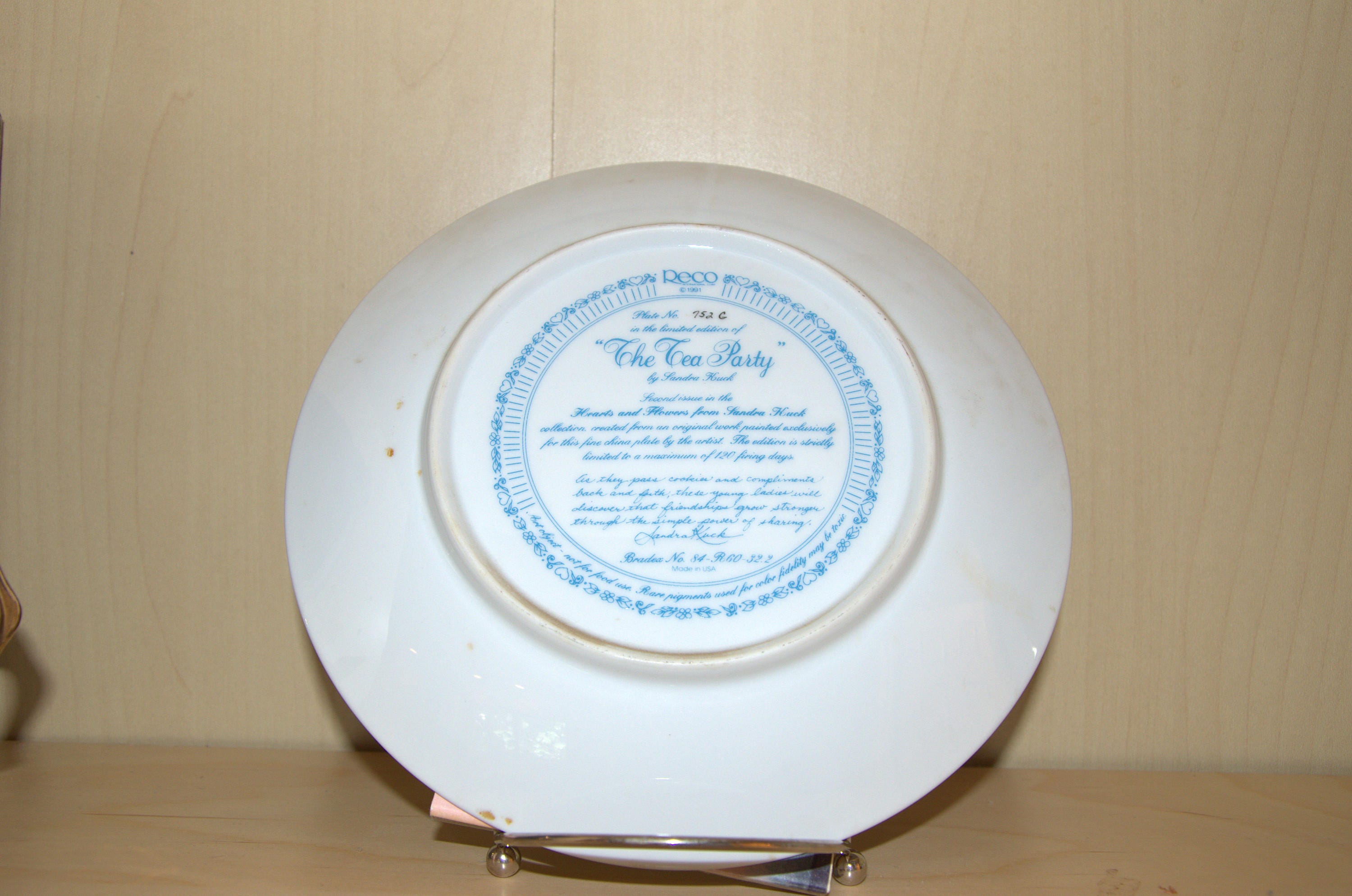 Tea Party Collectible Plate, Signed & Numbered Vintage Sandra Kuck ...