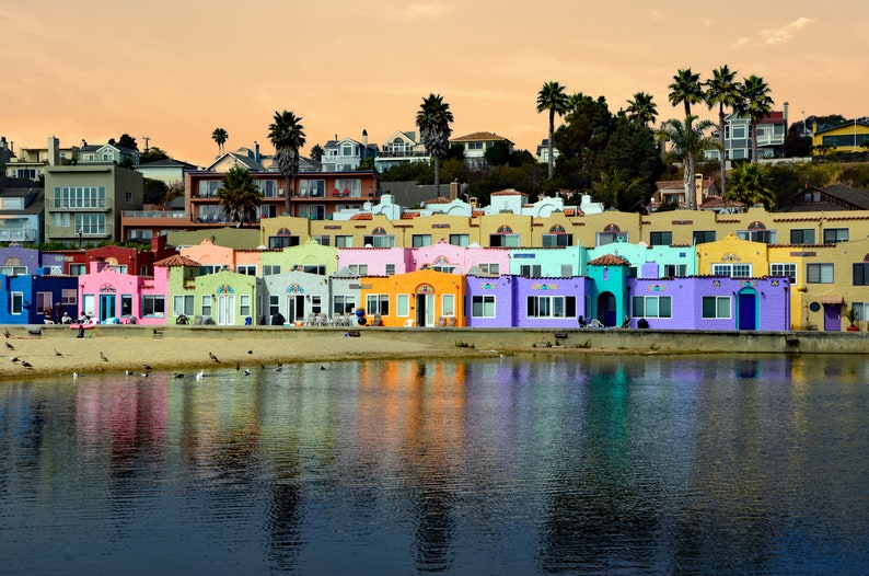 Colorful Capitola Beach Reflection Wall Art Photo Print, Colorful ...