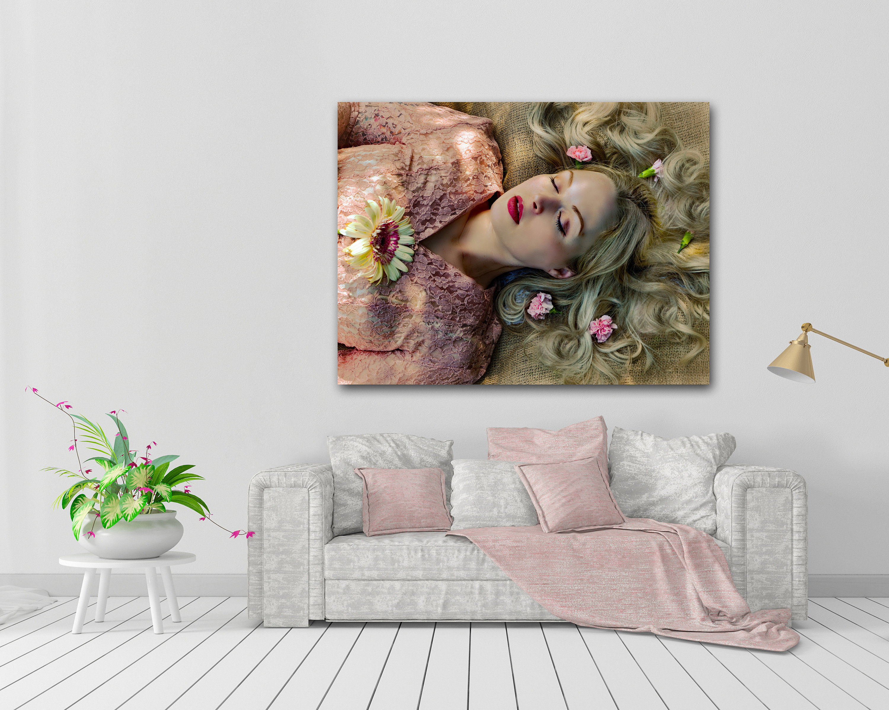 Sleeping Beauty Photo Print, Beautiful Girl Napping W Flowers in Her ...