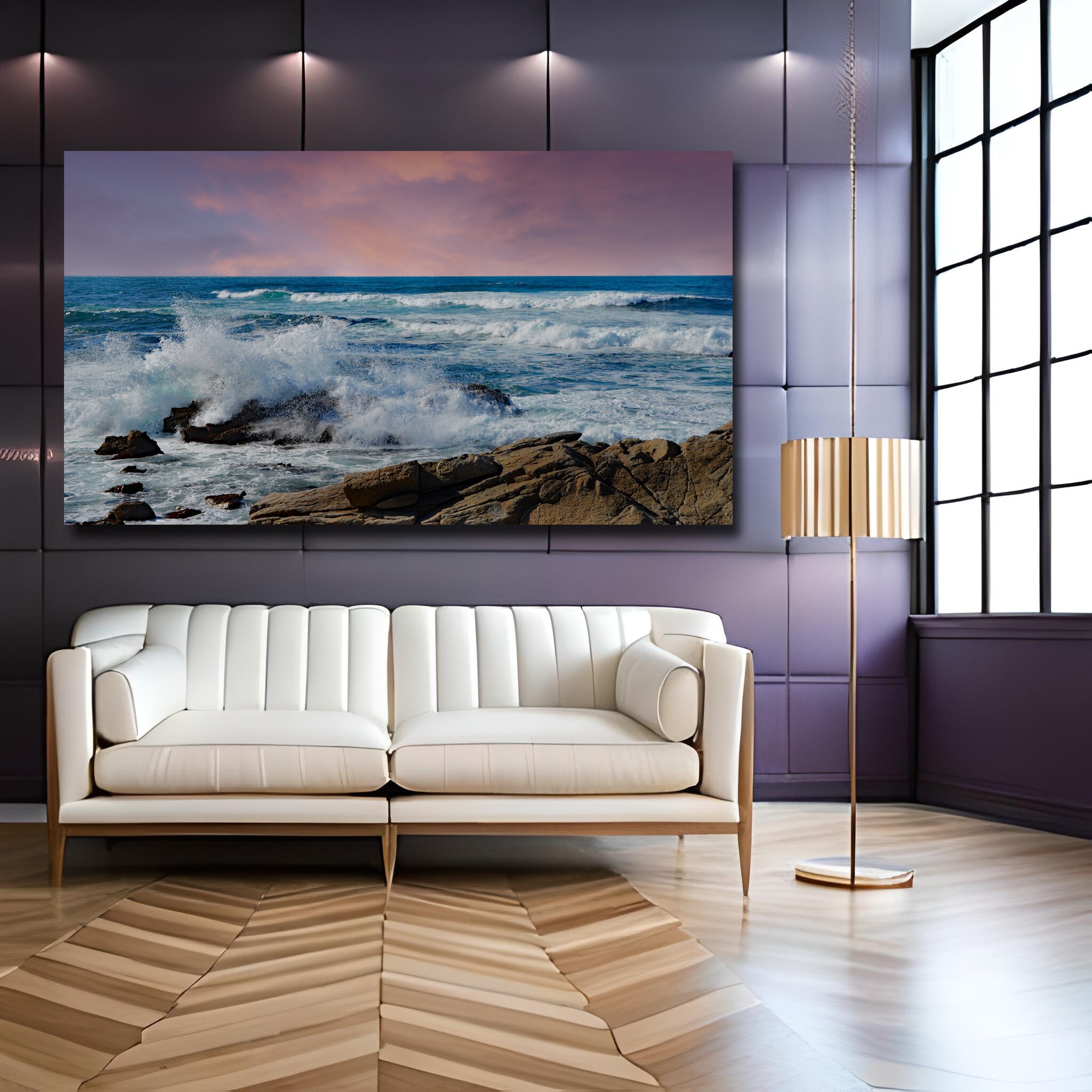 Carmel Restless Seas Beach, Dreamy Sunset on 17 Mile Dr., CA, Calming Nautical Print, Whitecap ...