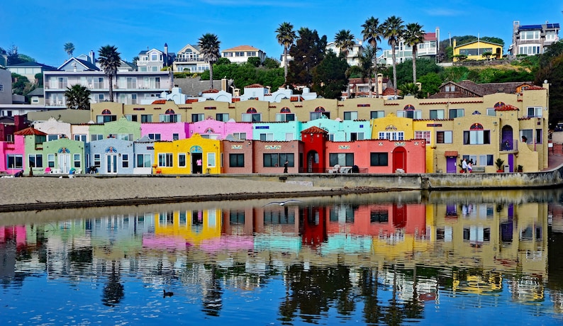 Capitola Beach Photo Art Print, Famous Colorful Venetian Hotel in ...