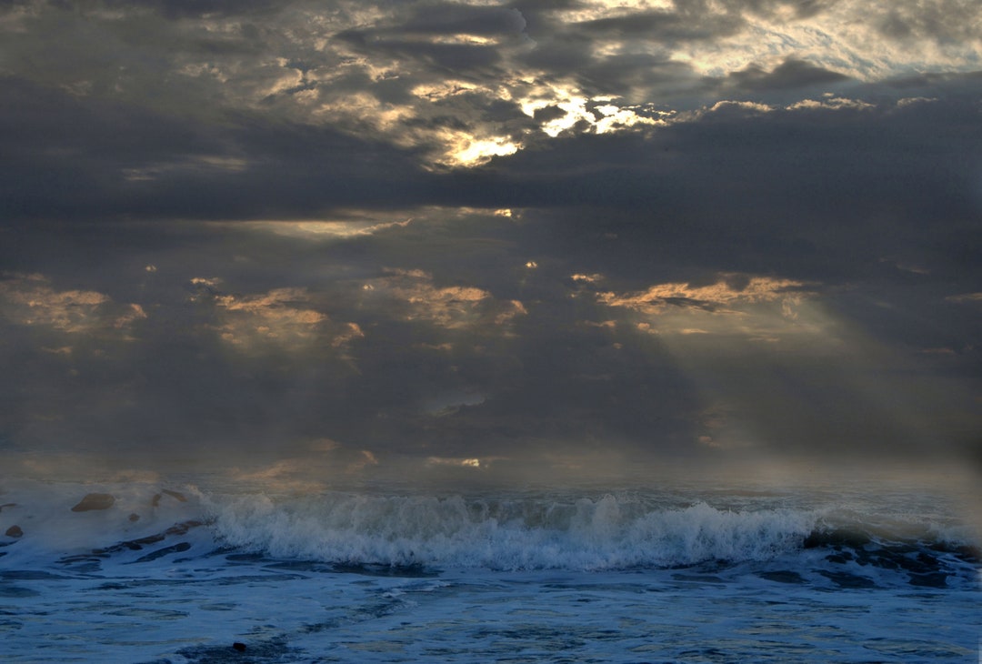 Stormy Sunset Ocean Art Print: White Caps Waves - Etsy