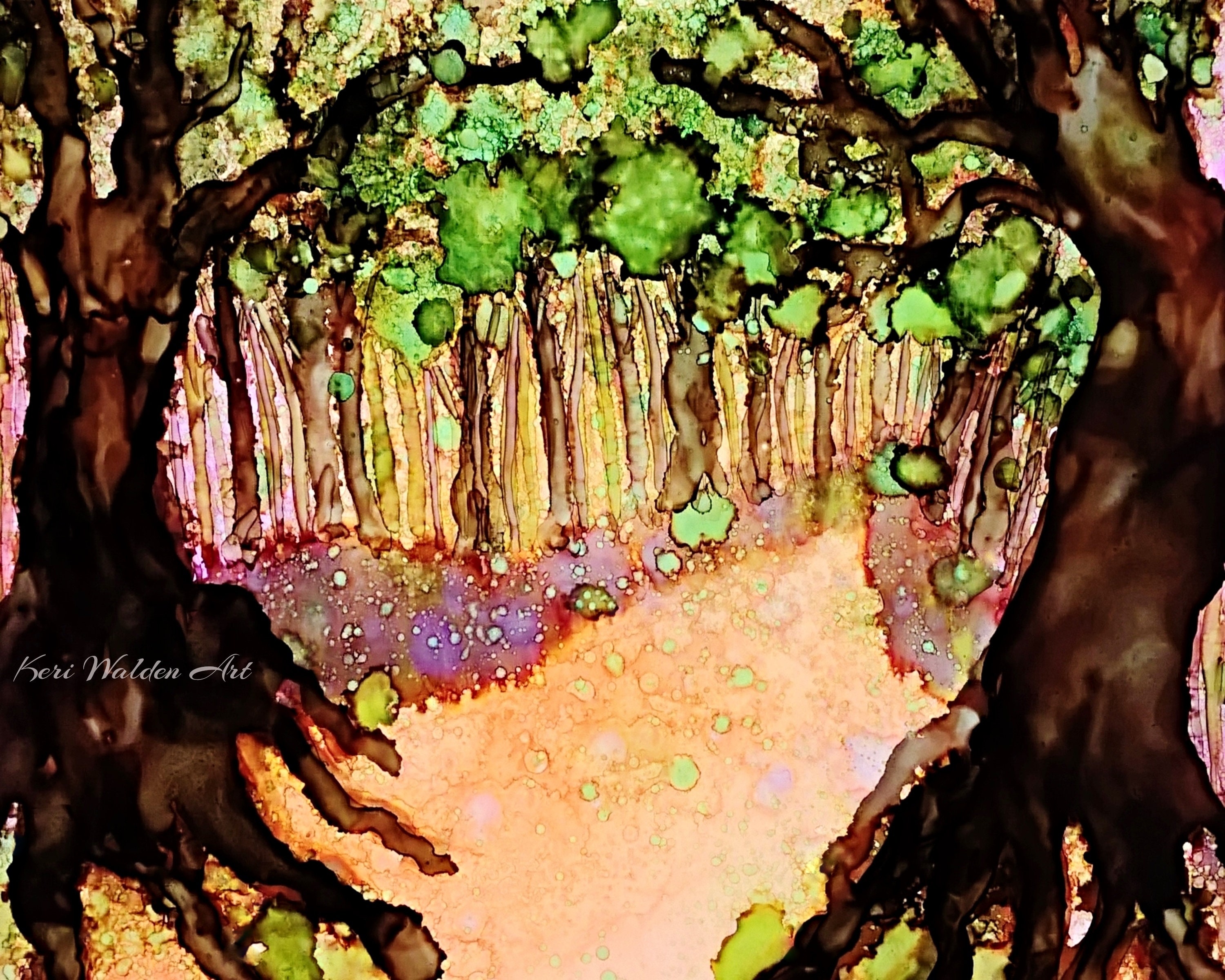 Alcohol Ink Art, Fantasy Forest Print, Print From My Original Alcohol ...