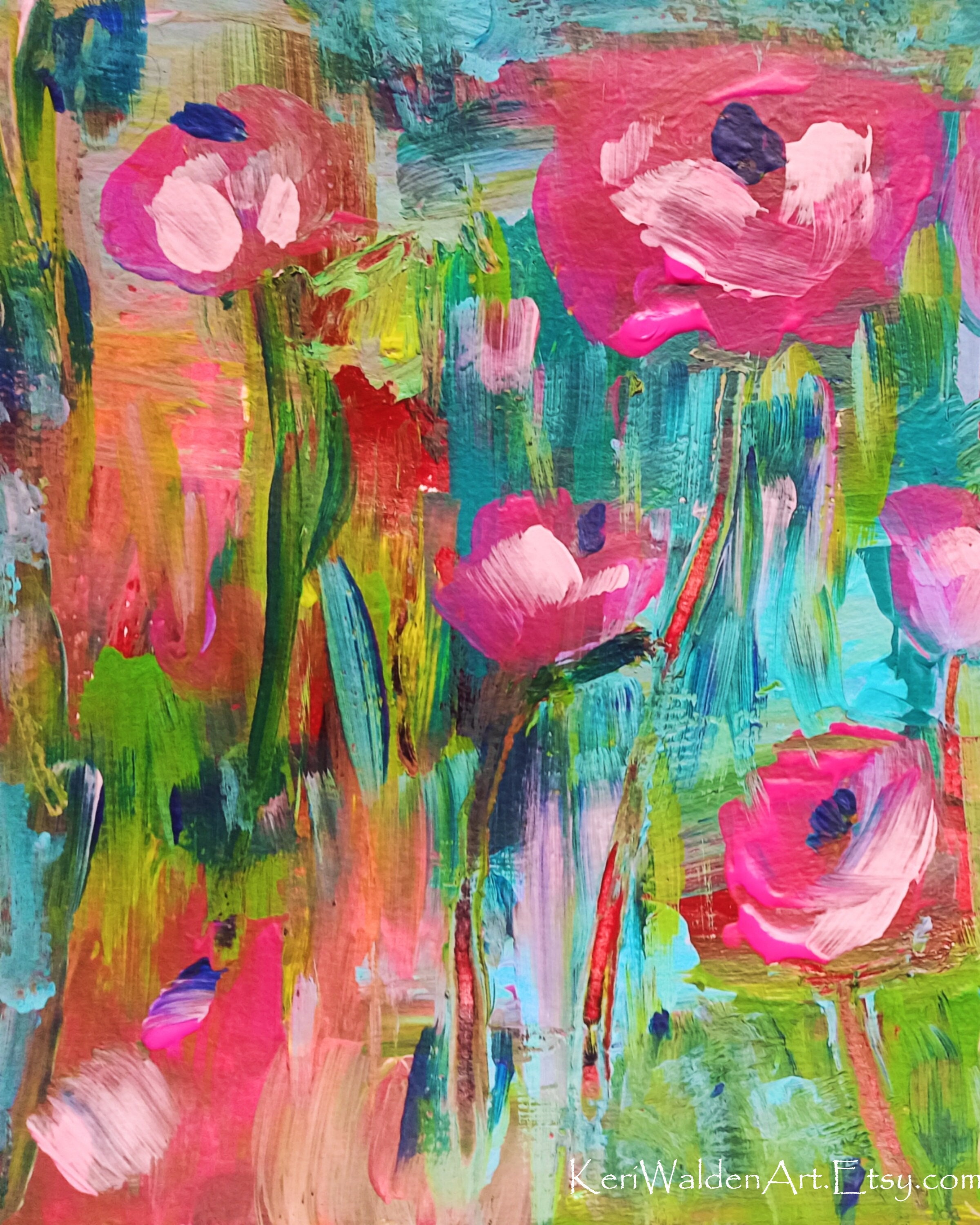 Abstract Floral Art Print Print From Original Acrylic - Etsy