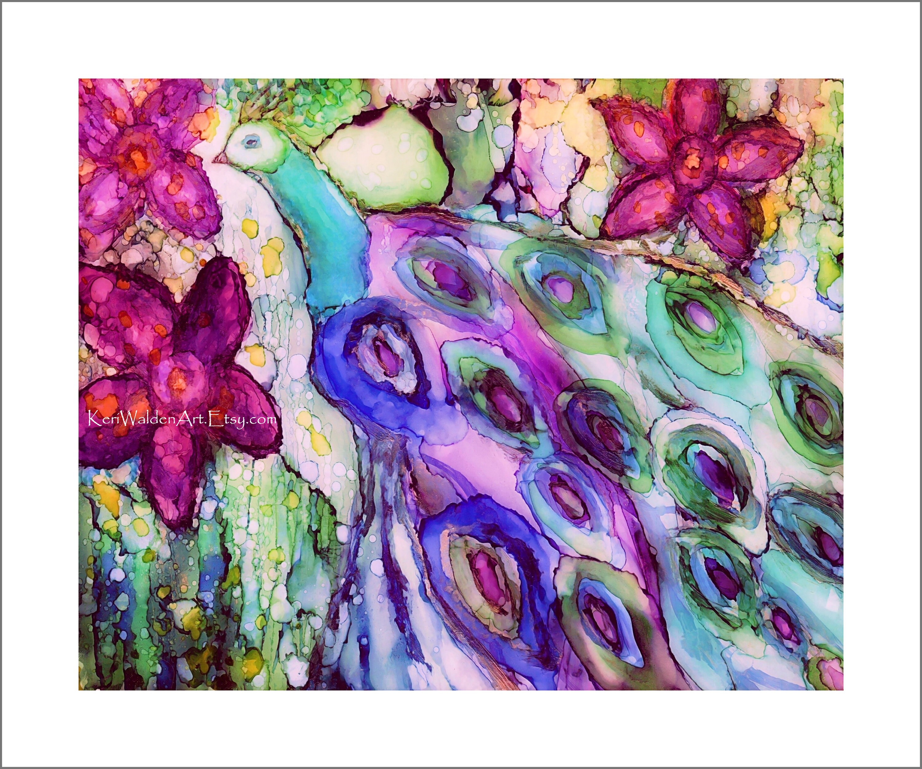 Alcohol Ink Art, Fantasy Peacock Art Print, Print From My Original ...
