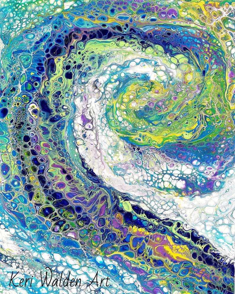 16x20 Ocean Wave Print. Acrylic Pour. Fluid Art. Print of My Original ...