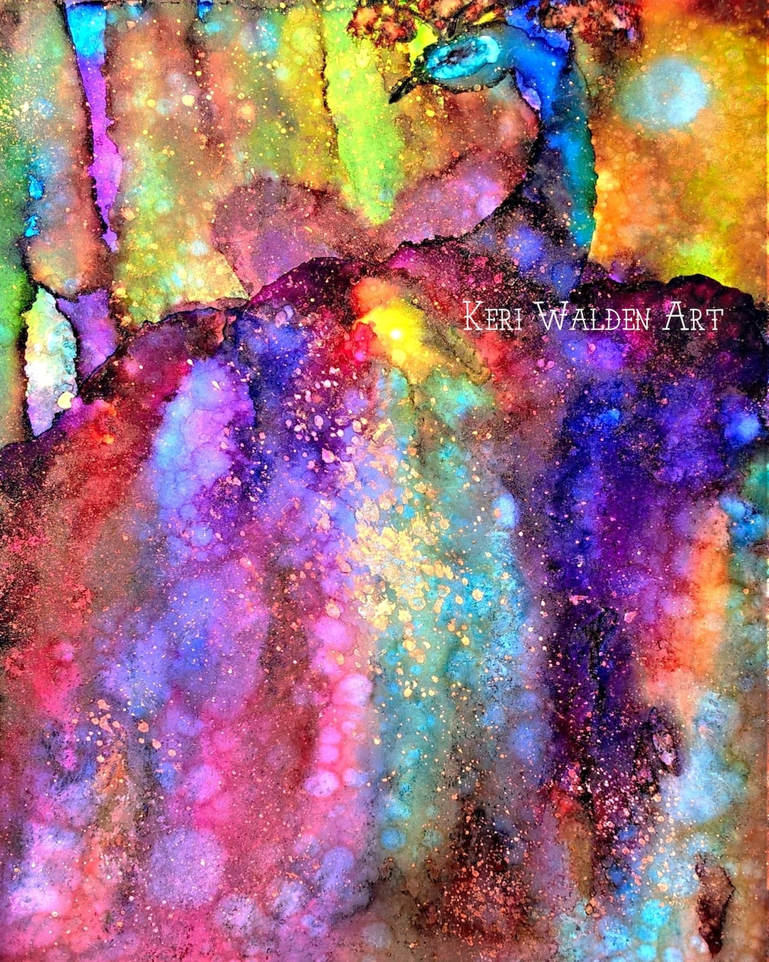 Alcohol Ink Art, Fantasy Peacock Print, Print From Original Alcohol Ink ...