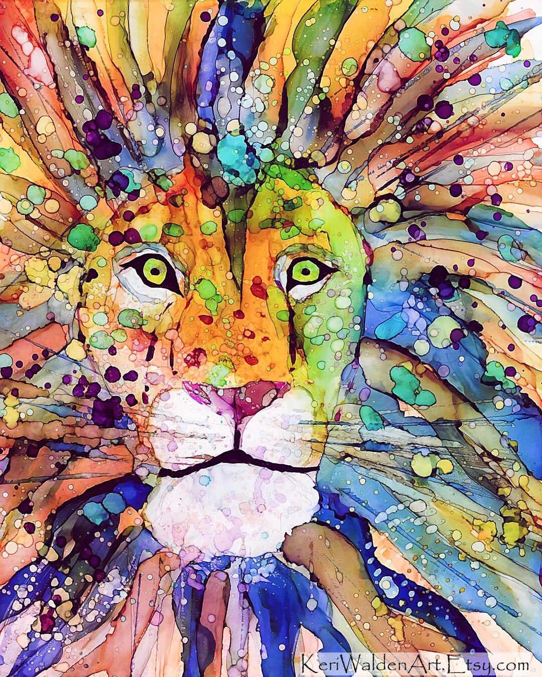 Alcohol Ink Art, Lion Art Print, Living Room/bedroom Decor, Print of ...
