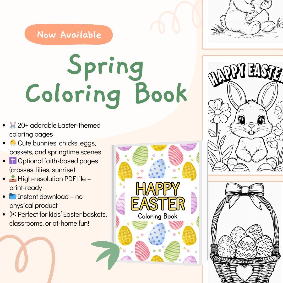 Easter Coloring Book for Kids – 20+ Printable Pages With Bunnies ...