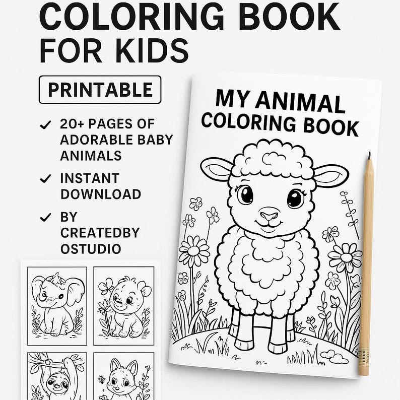Cute Animal Coloring Book for Kids – Printable PDF, 20+ Pages of ...