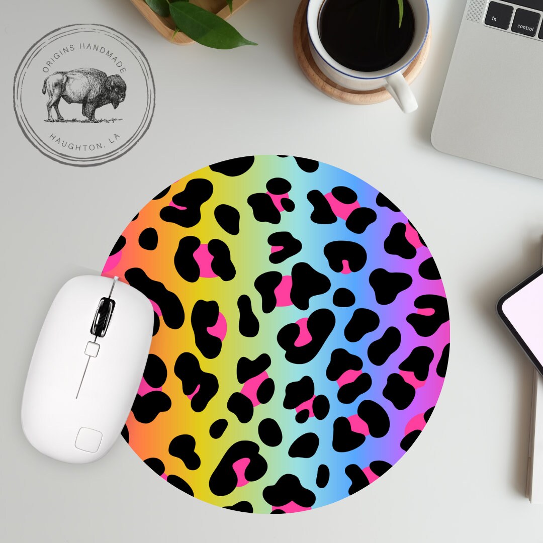 Rainbow Leopard Mouse Pad Colorful Mousepad Lisa Frank Inspired - Etsy