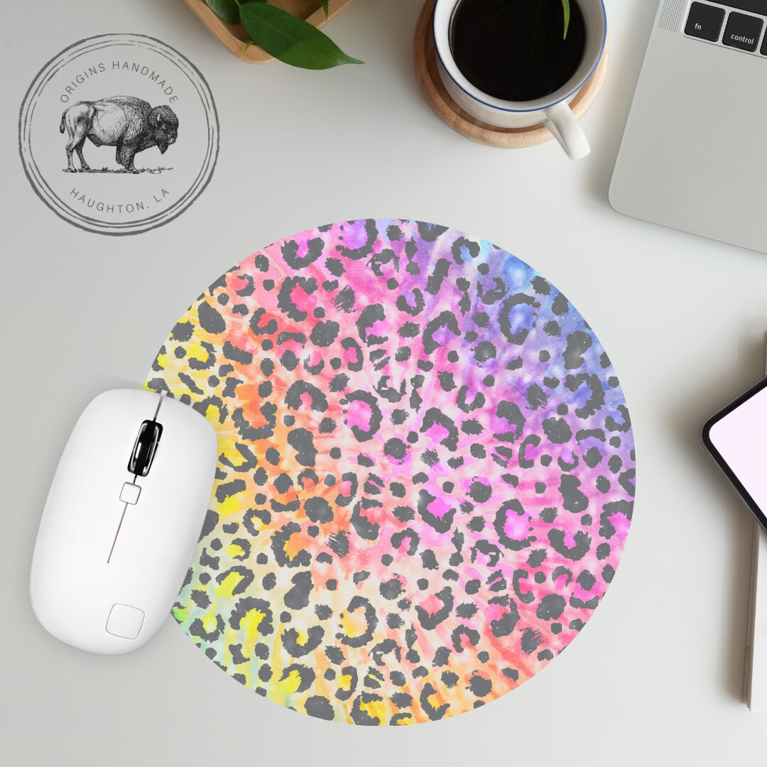 Bright Leopard Mouse Pad Colorful Mousepad - Etsy