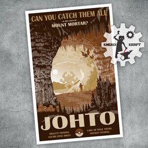 Pokemon Johto Region Vintage Style Travel Poster 11x17 Inches - Etsy