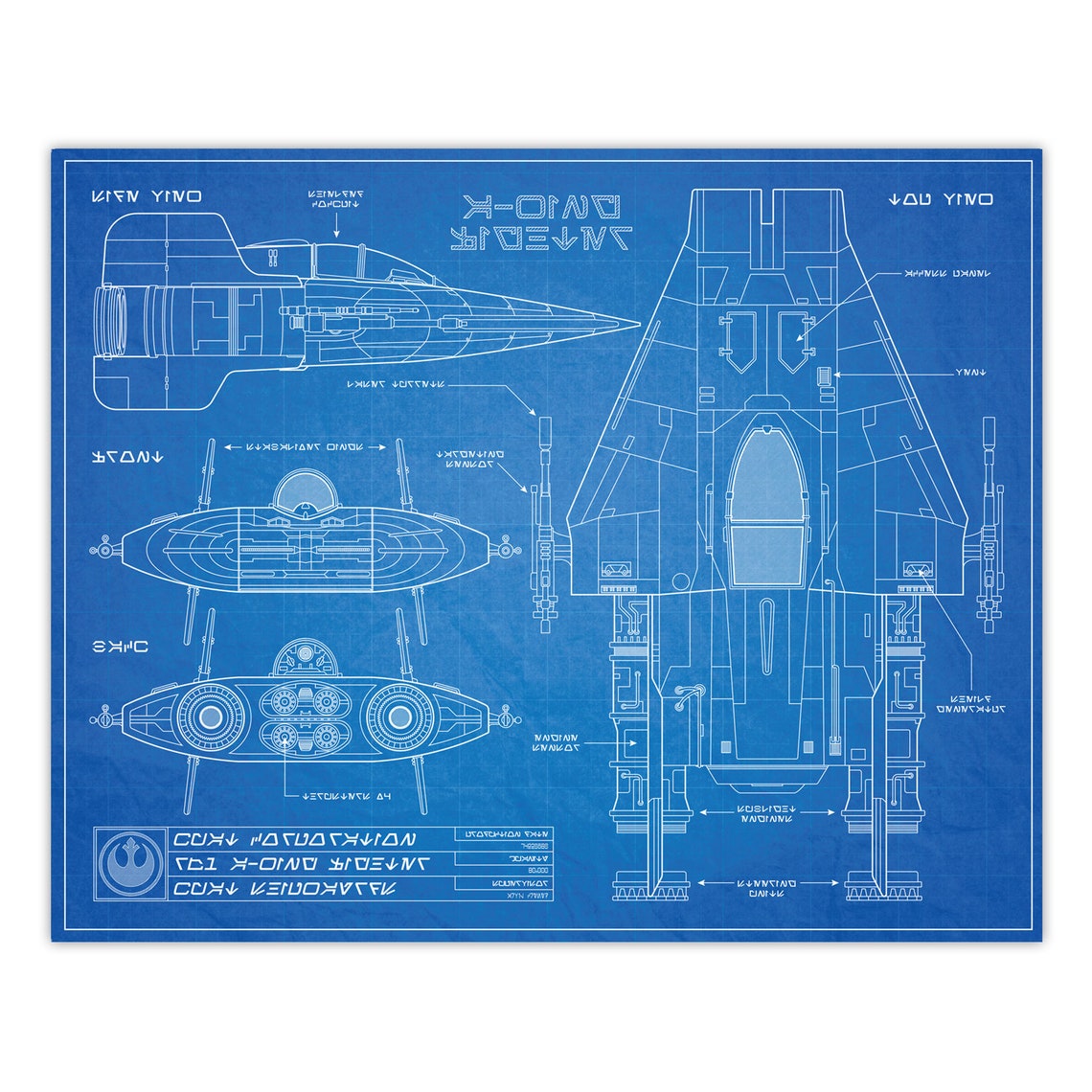 Star Wars A-Wing Fighter Blueprint Style Print 8x10 | Etsy